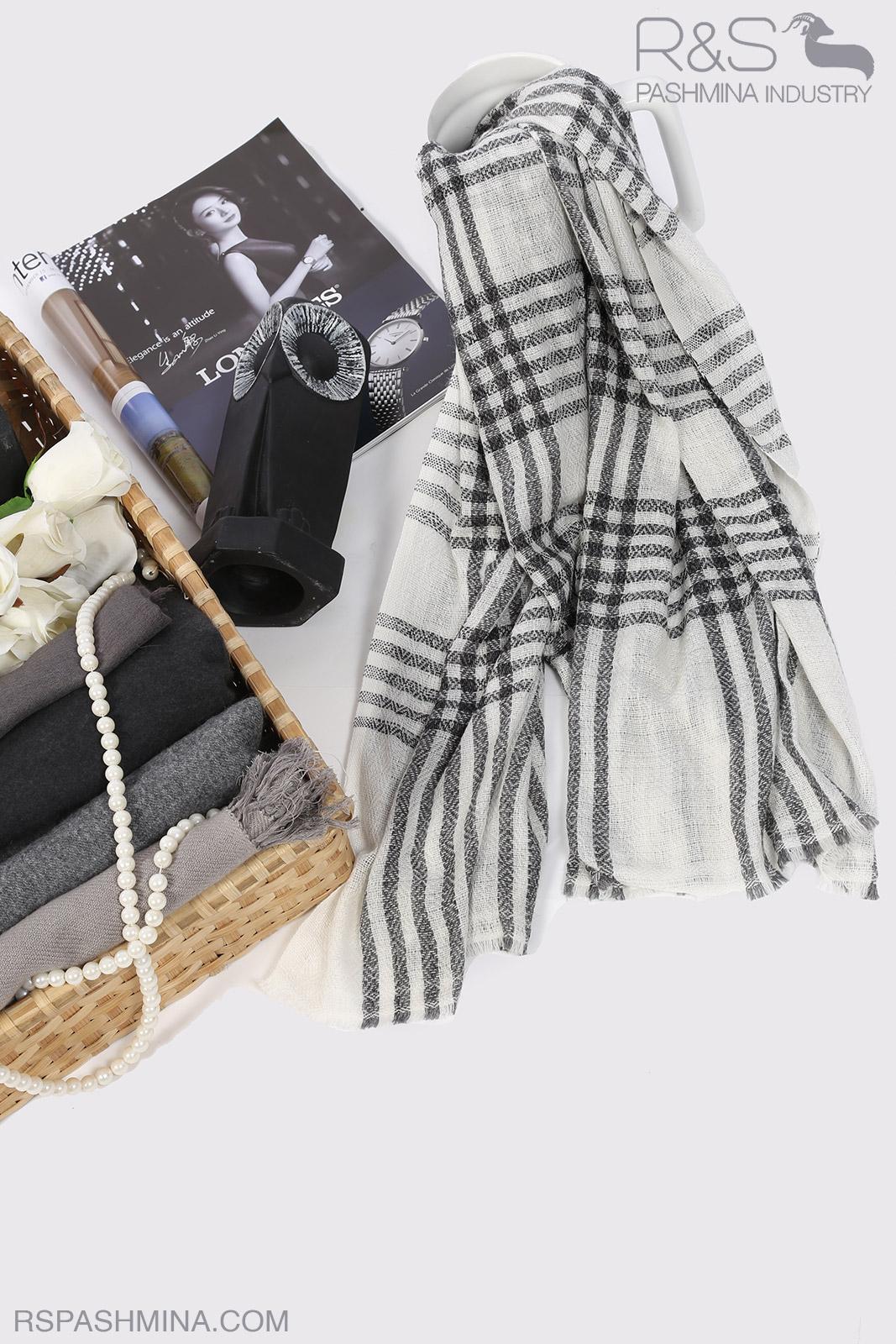 Cashmere Basket Weave Check Scarf | Buy Cashmere Basket Weave Check ...